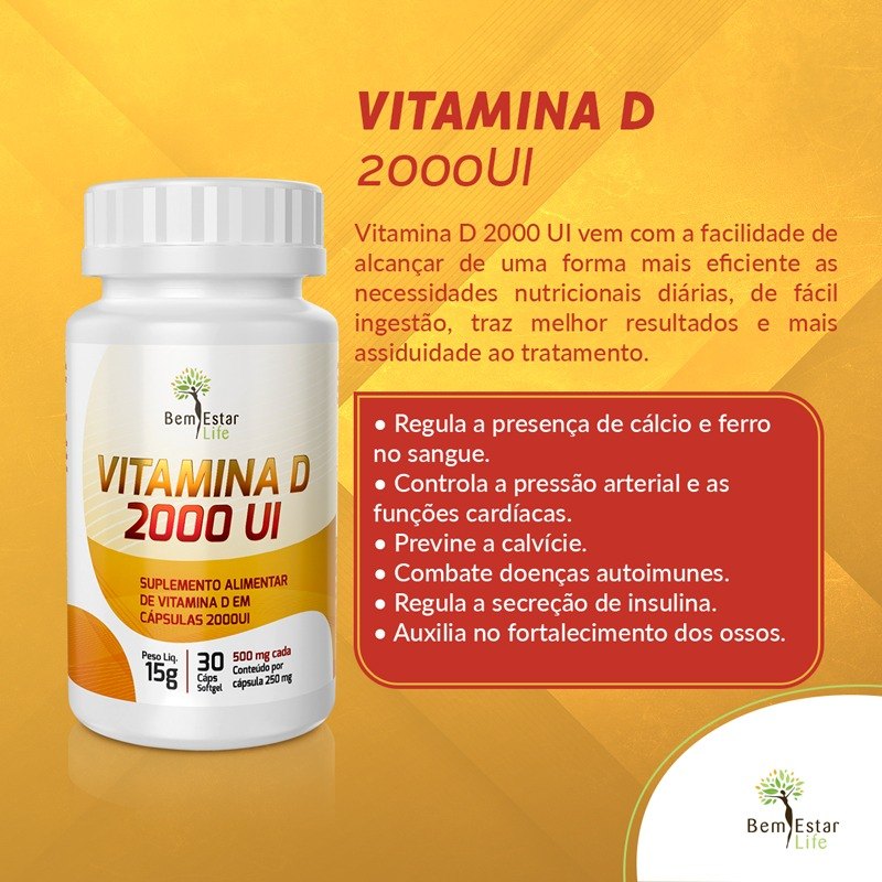 VITAMINA D - 2000 UI - 30 CAPSULAS - Vitta Nature - Loja Virtual